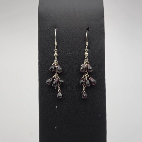 Jewelry | Sterling Silver Faceted Garnet Stones Dangle Earrings A2432 ...